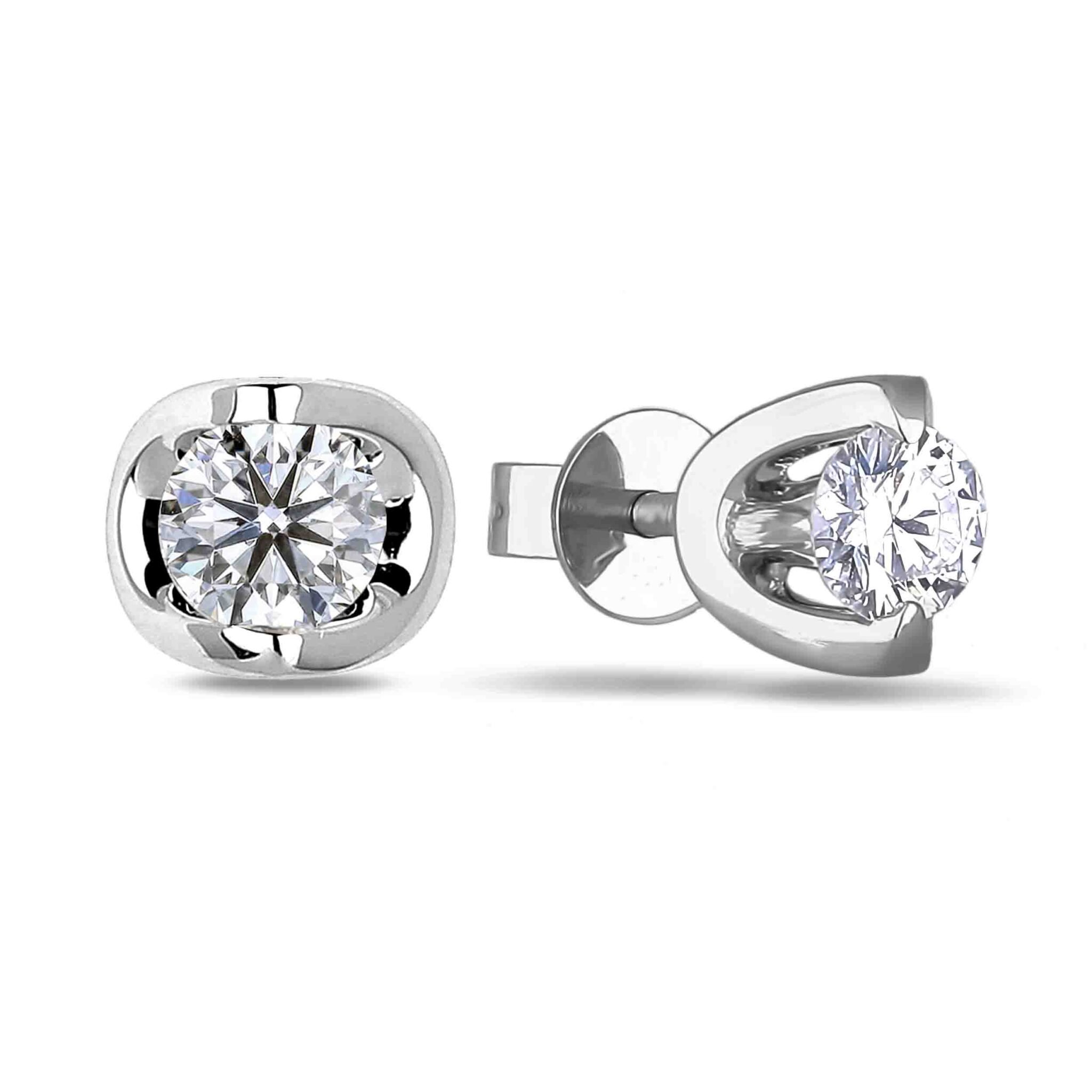 Canadian Diamond Tension Set Stud Earrings in 14K White Gold